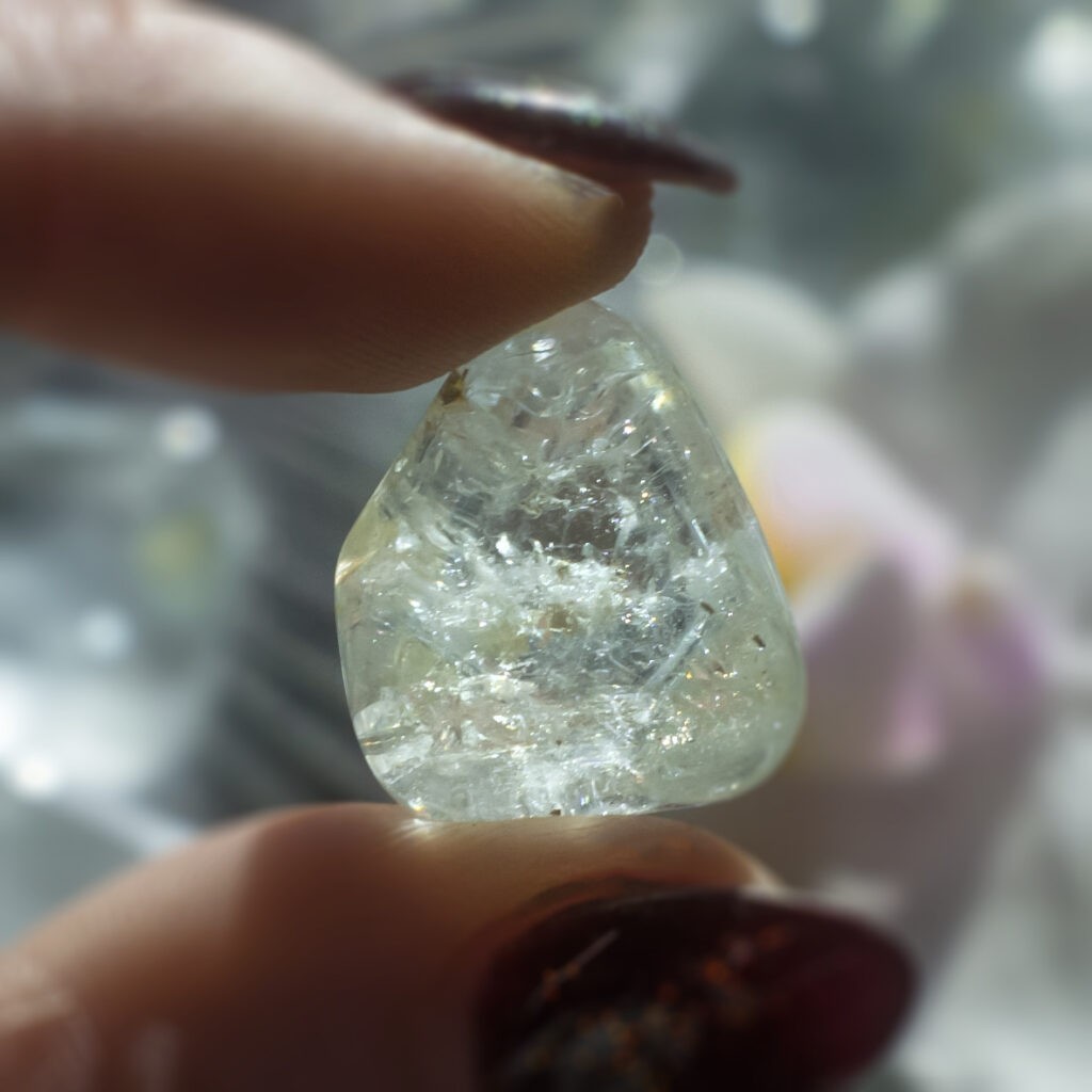 Sage Goddess Tumbled Blue Topaz for emotional healing and clarity