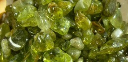 Sage Goddess Tumbled Peridot Chip Stones for good luck and prosperity
