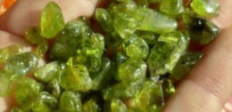 Sage Goddess Tumbled Peridot Chip Stones for good luck and prosperity