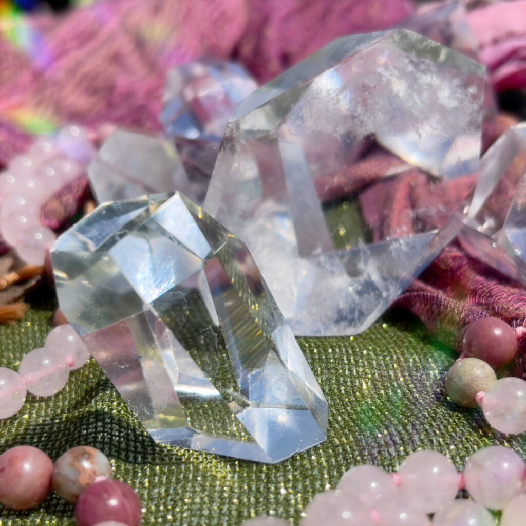 Faceted Clear Quartz Channeling Stone for amplification