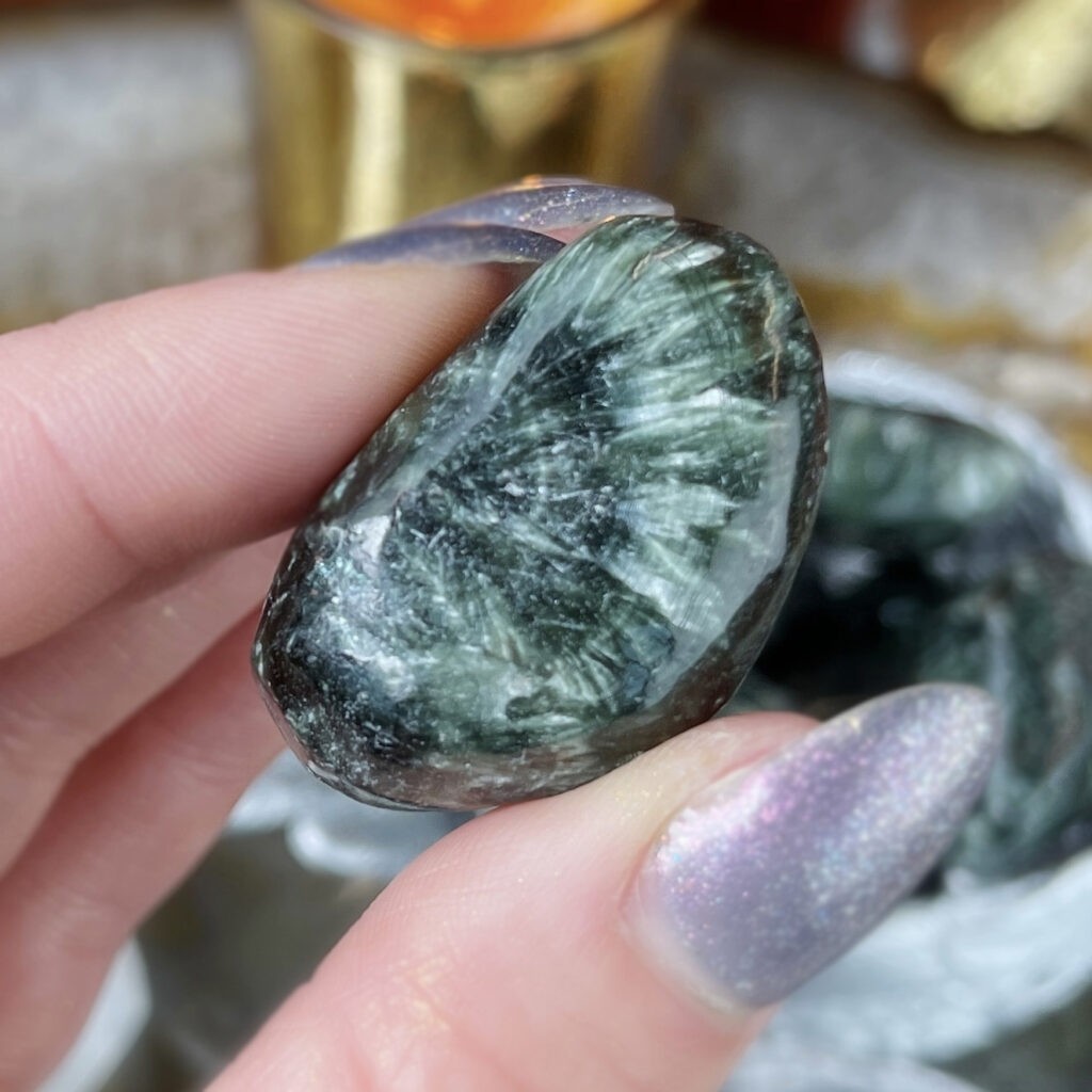 Sage Goddess Tumbled Seraphinite for angelic connection
