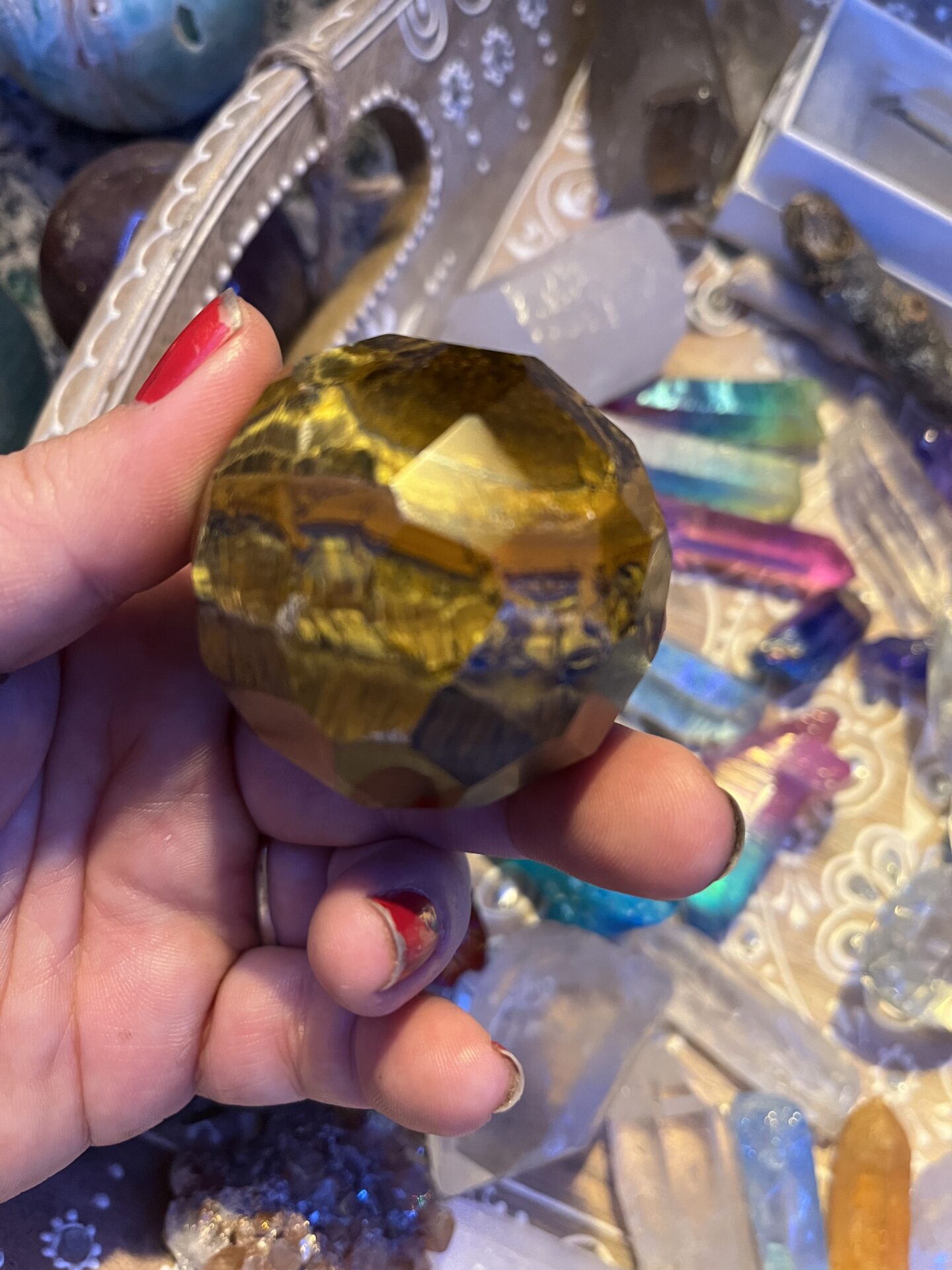 Sage Goddess Goddess Athena's Faceted Tiger's Eye Sphere to empower