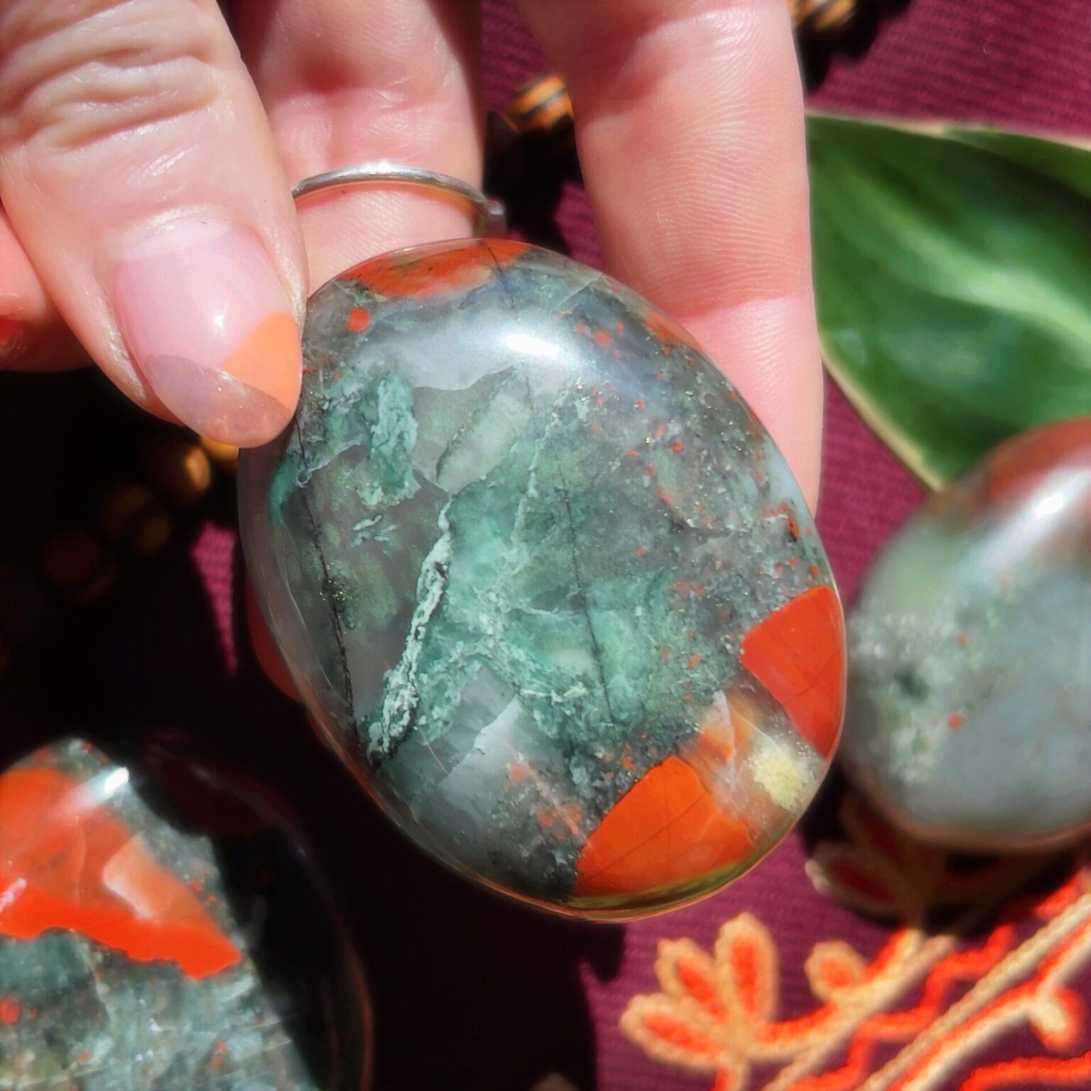 Sage Goddess Heal and Relieve African Bloodstone Palm Stone