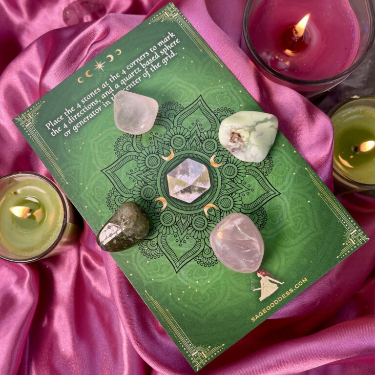 Heart Chakra Crystal Quad for giving & receiving love - Sage Goddess