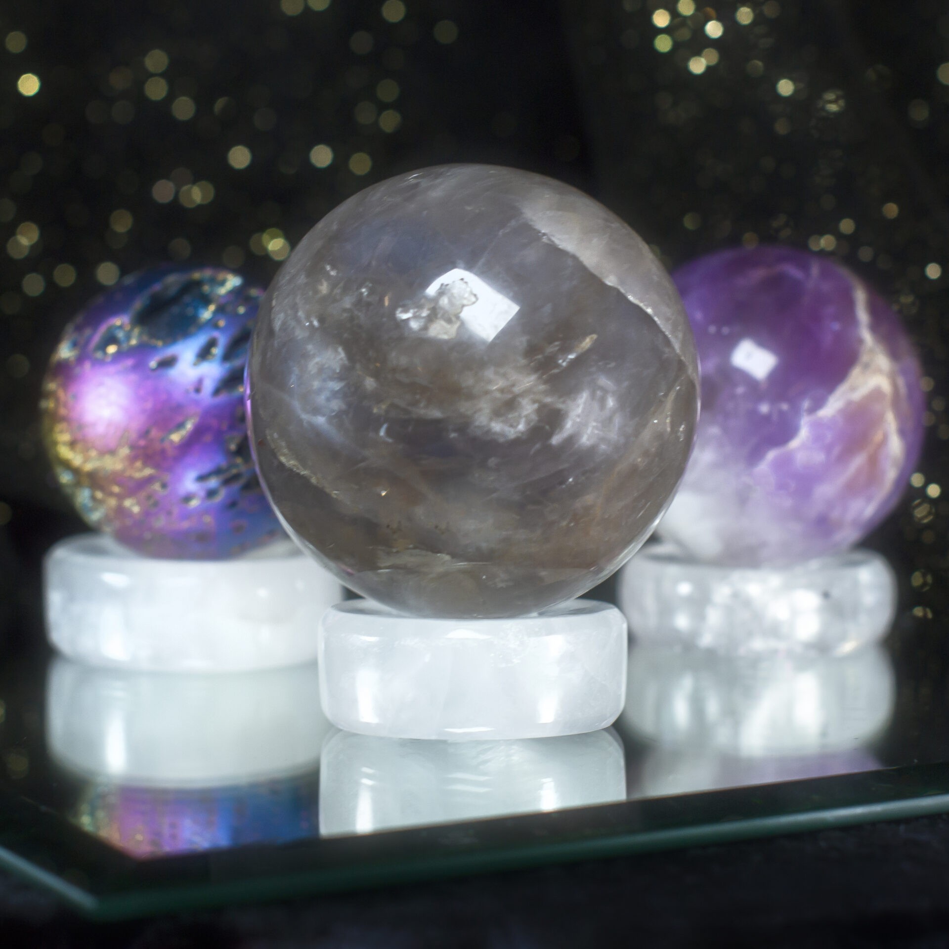Sage Goddess Magnifying Clear Quartz Sphere Stand for amplified magic