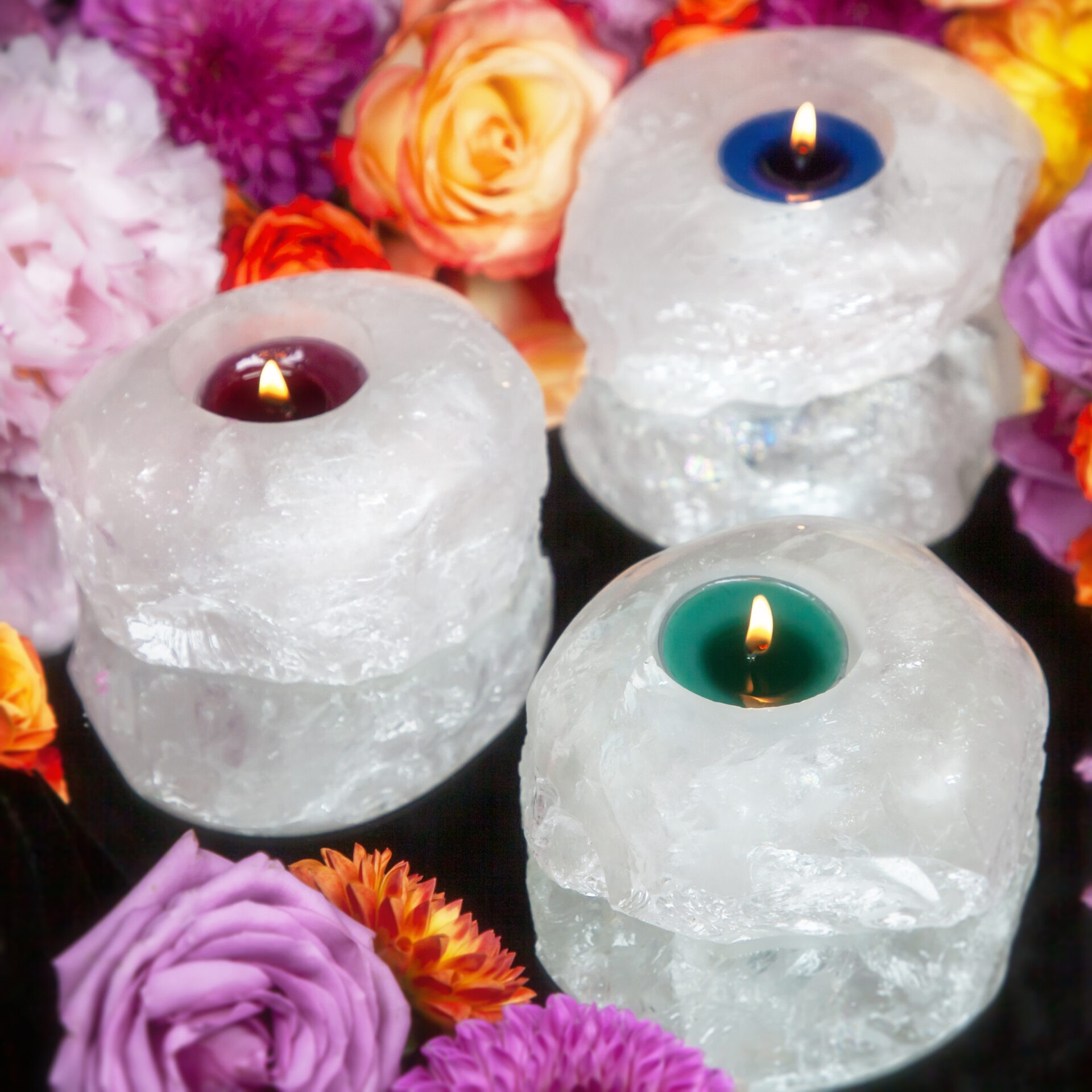 Sage Goddess Magnifying Clear Quartz Tea Light Holder for amplifying