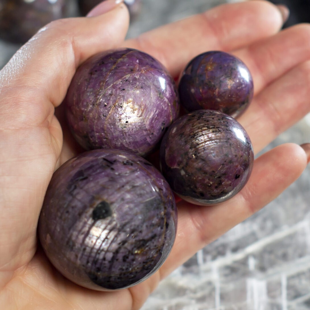 Home Shop Gems & Minerals Star Ruby and Sapphire Love and Wisdom Sphere