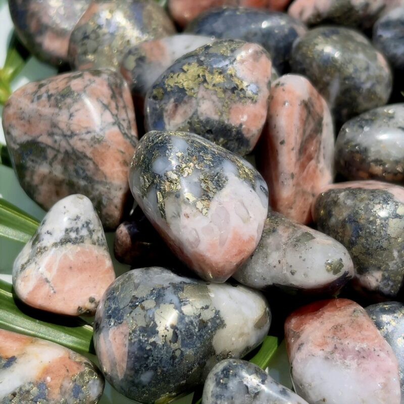 Sage Goddess Tumbled Triplite and Wagnerite in Pyrite for power