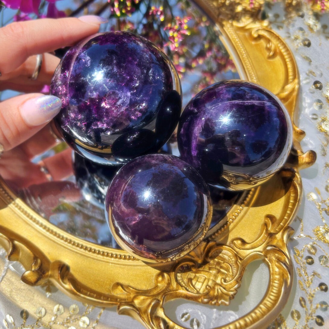 Sage Goddess Violet Flame Dark Purple Fluorite Sphere for soul work