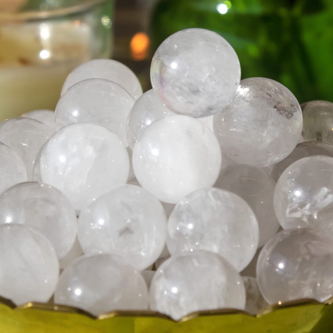Sage Goddess Mini Clear Quartz Amplification Sphere for magnification
