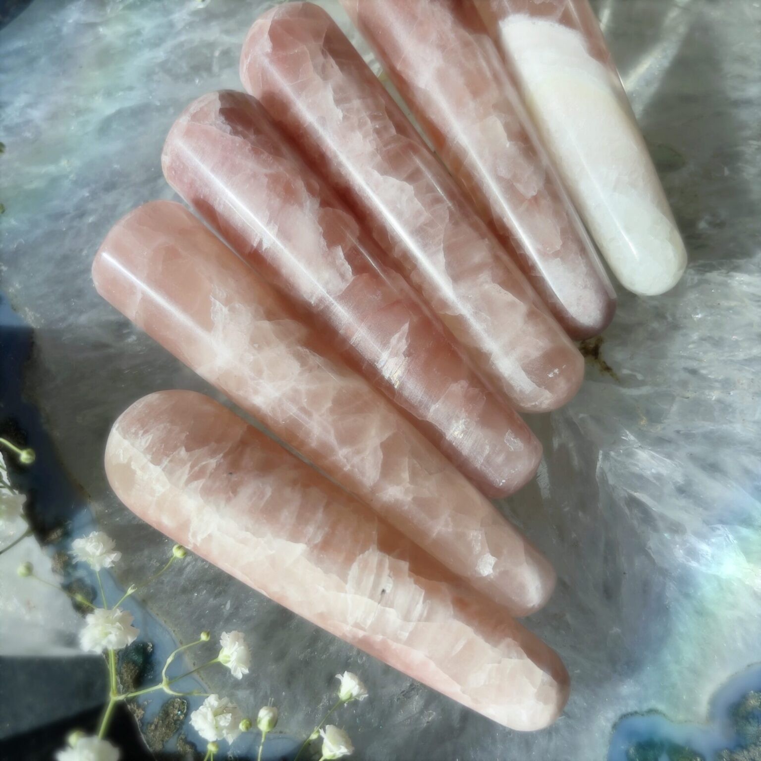 Sage Goddess Rose Calcite Massage Wand for heart healing