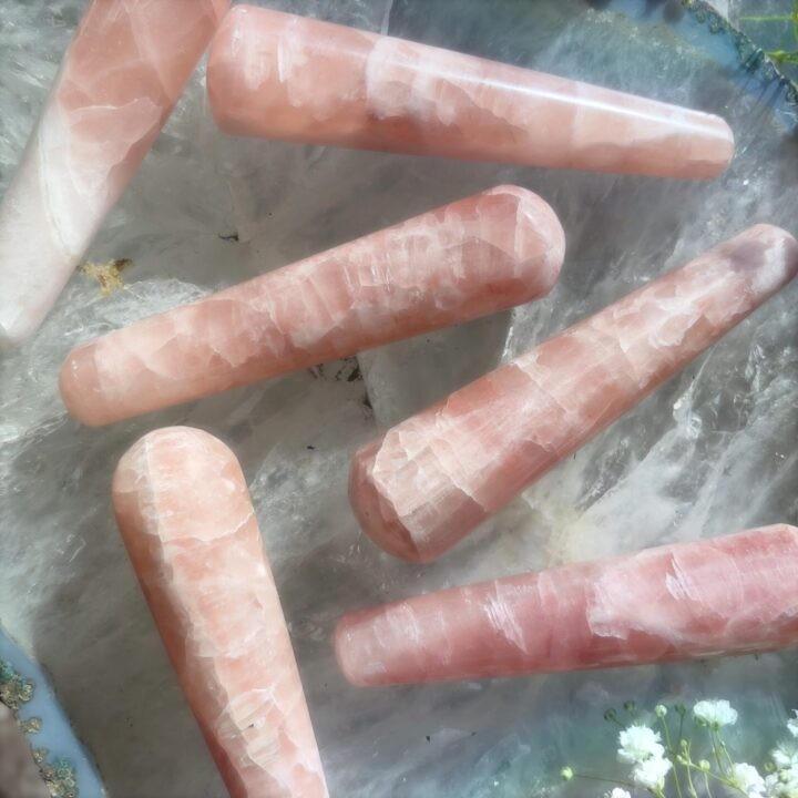 Sage Goddess Rose Calcite Massage Wand for heart healing