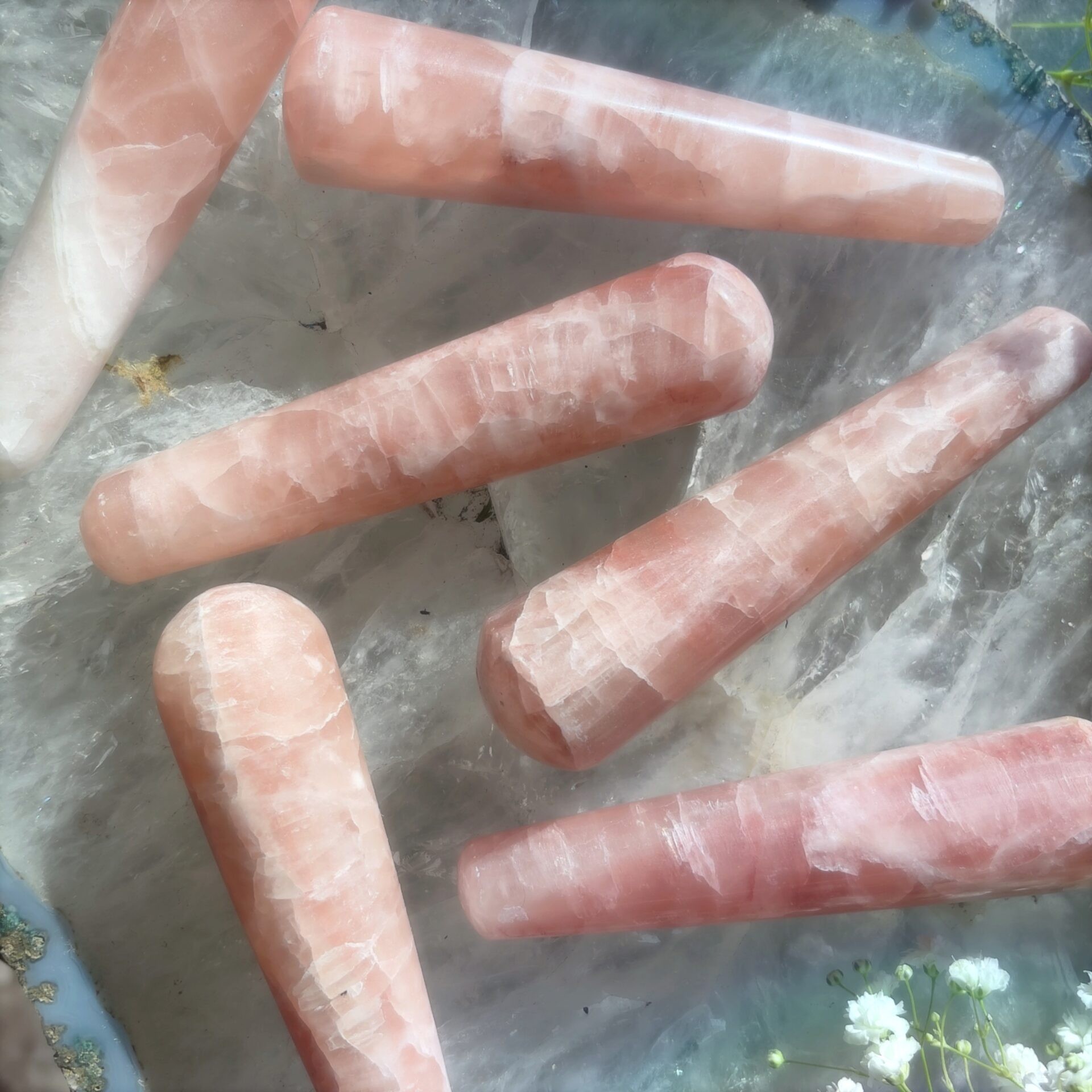 Sage Goddess Rose Calcite Massage Wand for heart healing