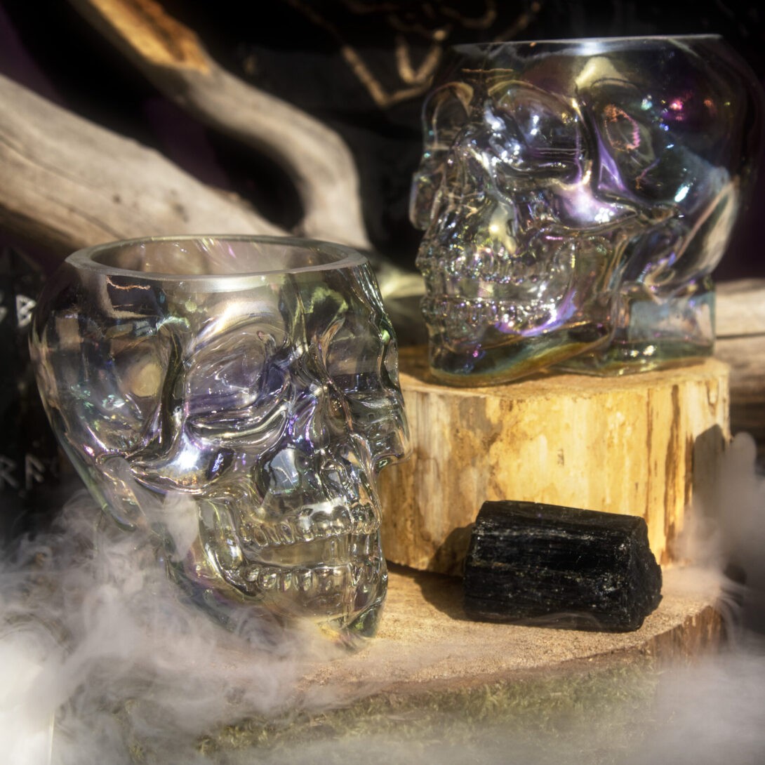 Sage Goddess Angel Aura Glass Skull Jar for shadow integration