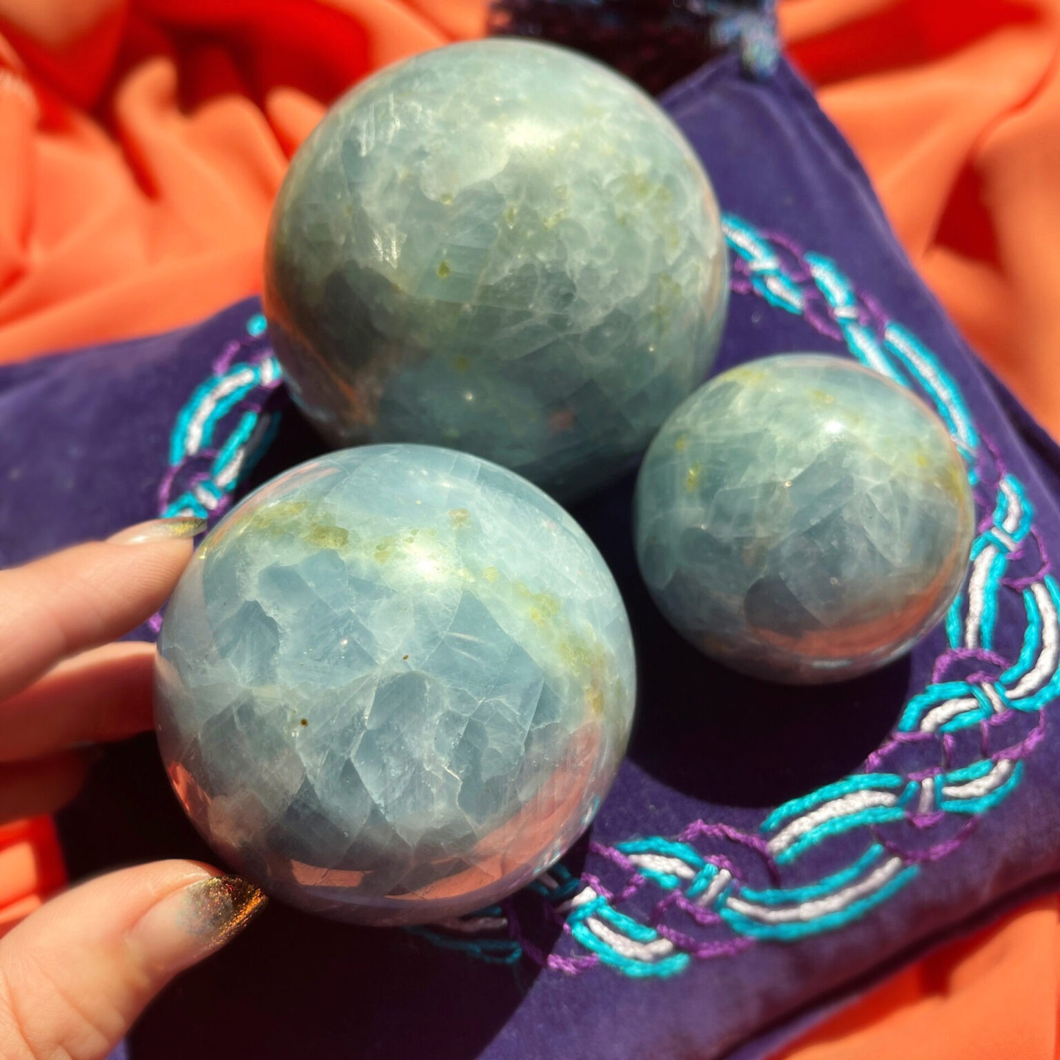Sage Goddess Denver Find: Rare Diopside in Blue Calcite Sphere