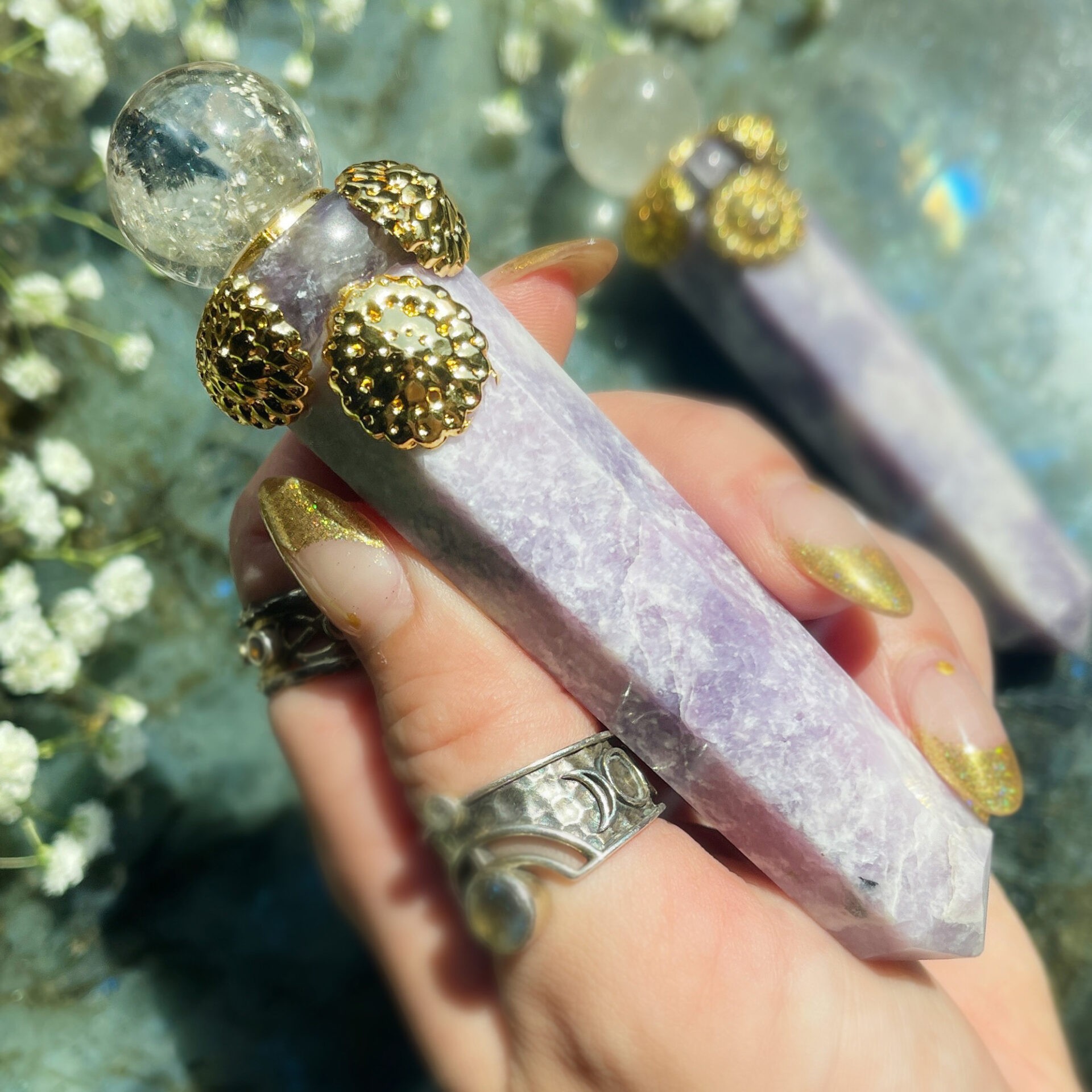 Sage Goddess Stress Relief Lepidolite Wand to channel peace and calm