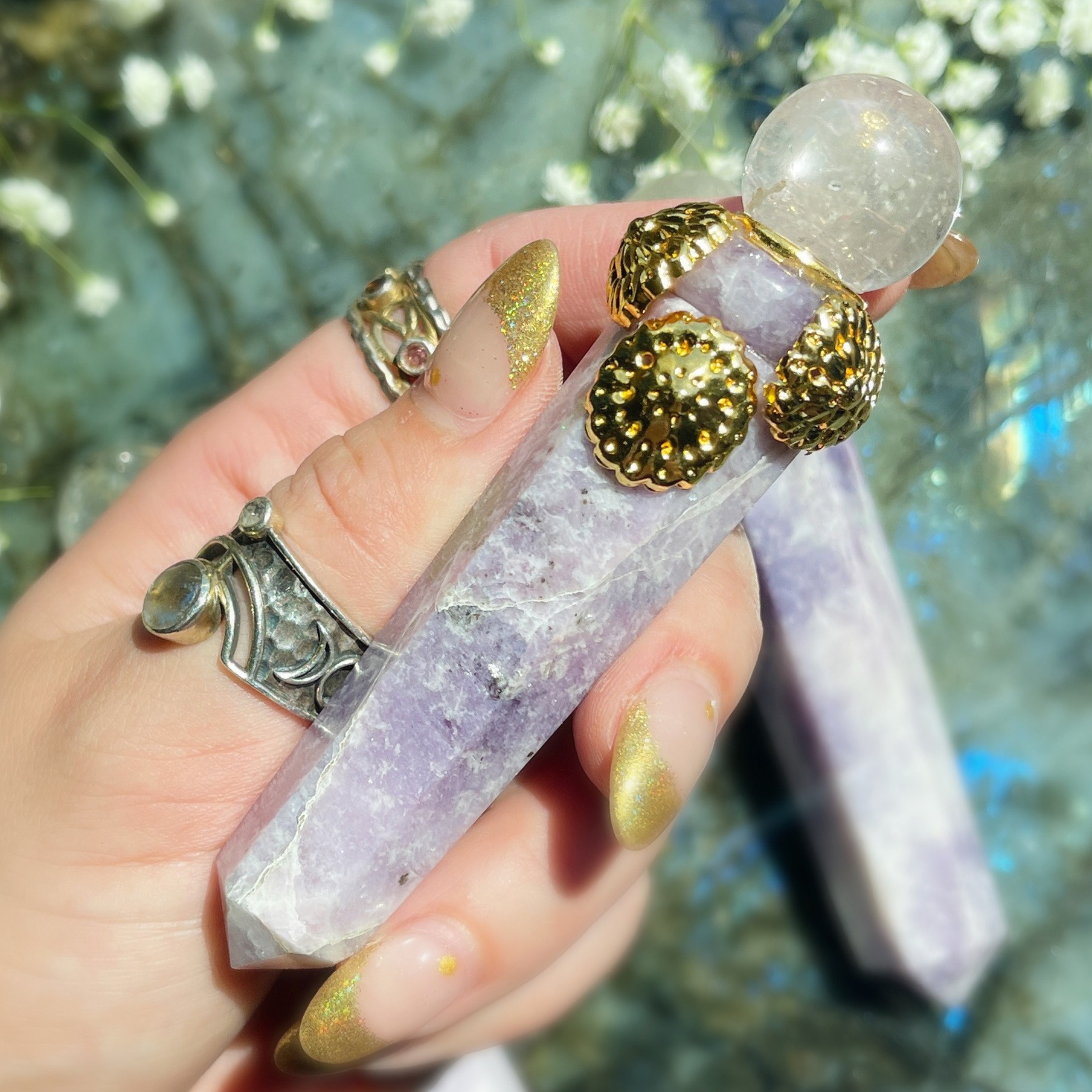Lepidolite Wand for stress relief, peace & calm - Sage Goddess