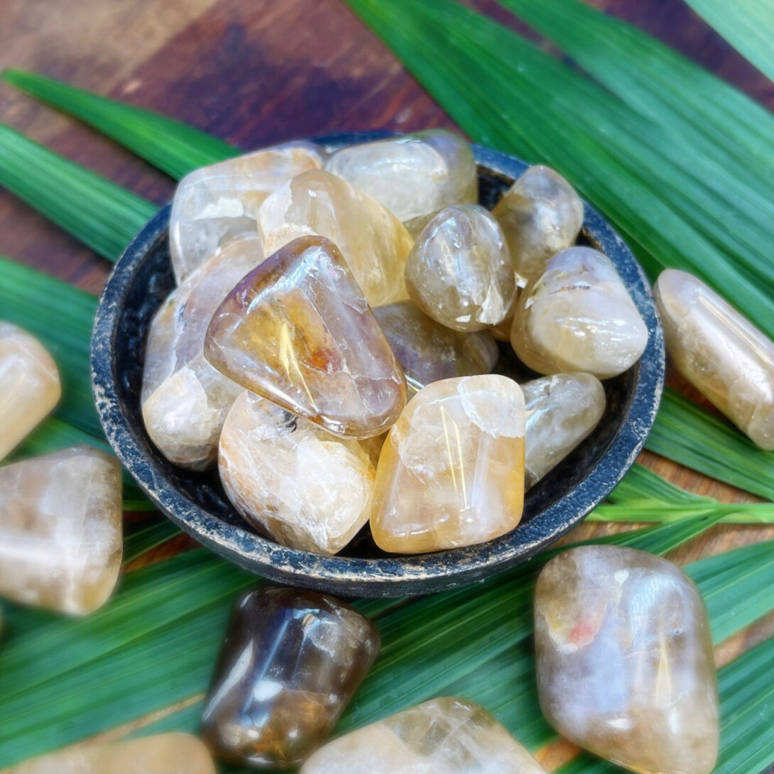 Tumbled Indian Citrine for prosperity & money magic - Sage Goddess
