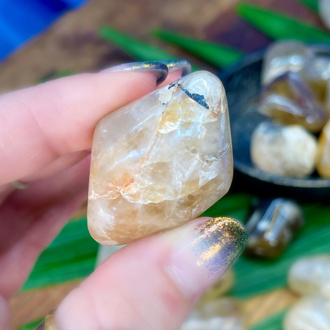 Tumbled Indian Citrine for prosperity & money magic - Sage Goddess