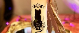 Sage Goddess Black Cat Protection Intention Candle for safeguarding
