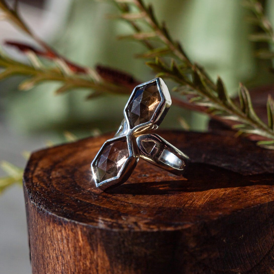 Home Shop Gems & Minerals Double Hexagon Grounded Connection Smoky ...