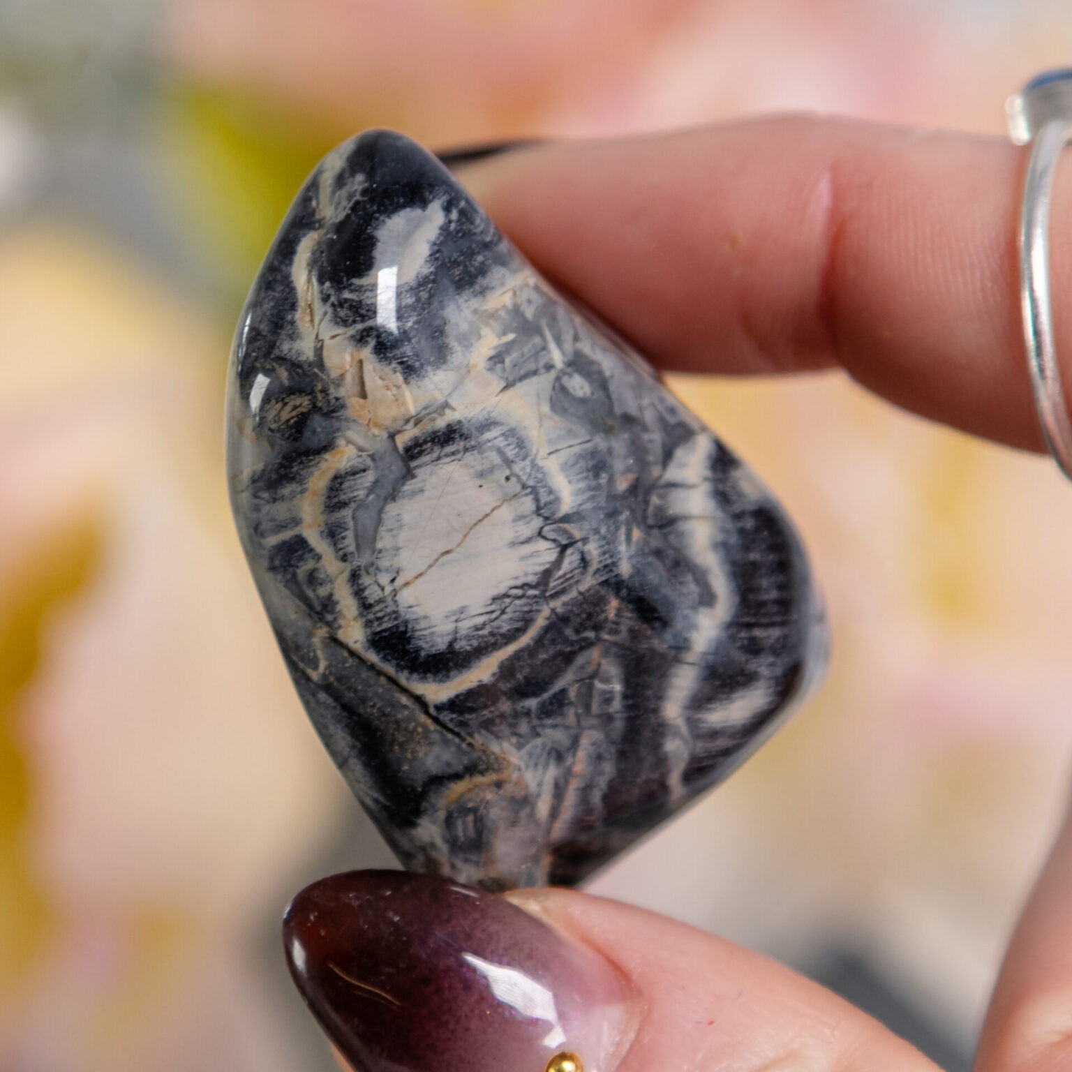 Tumbled Silver Leaf Jasper for balance & protection - Sage Goddess