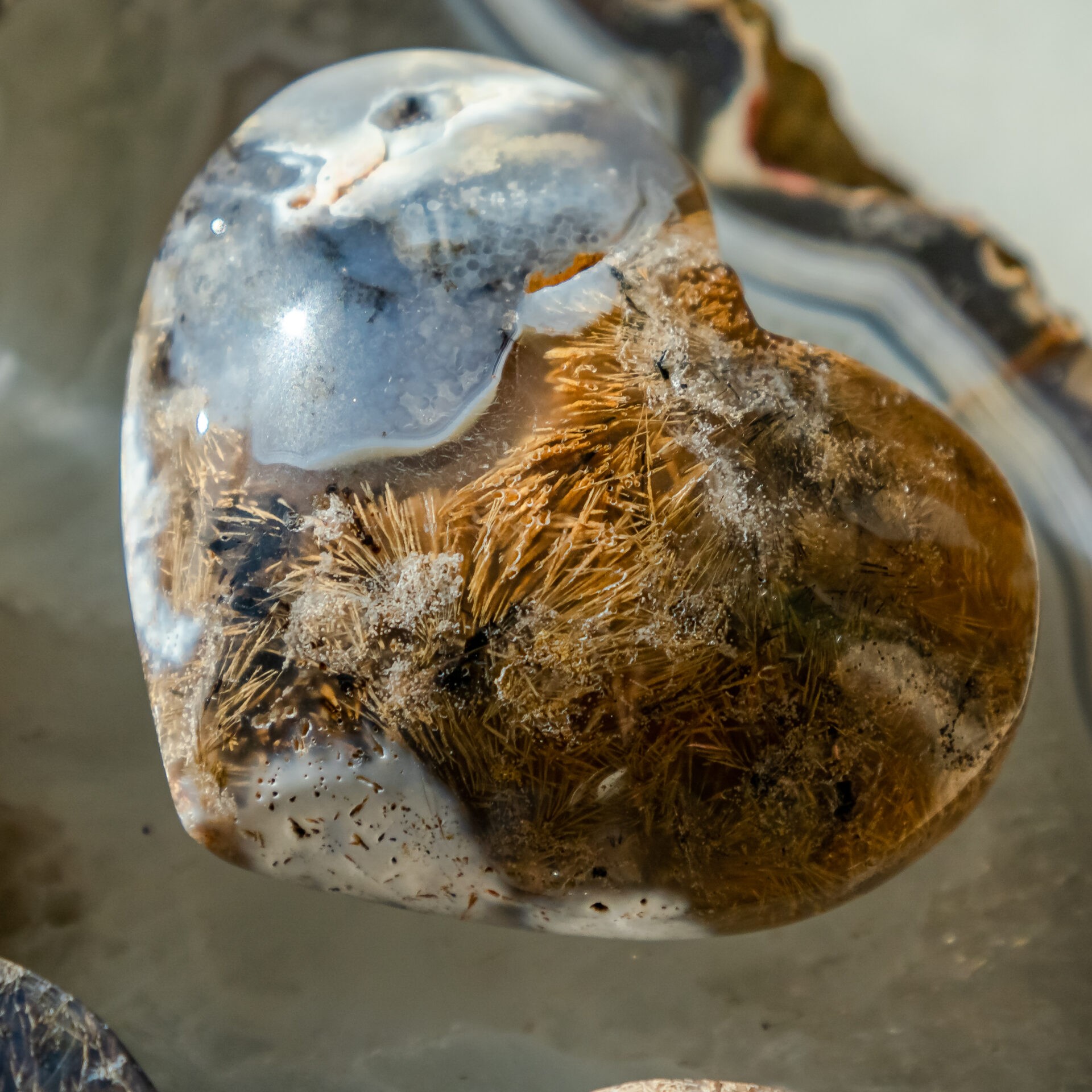 Sage Goddess Wisdom and Protection Plume Sagenite Agate Heart