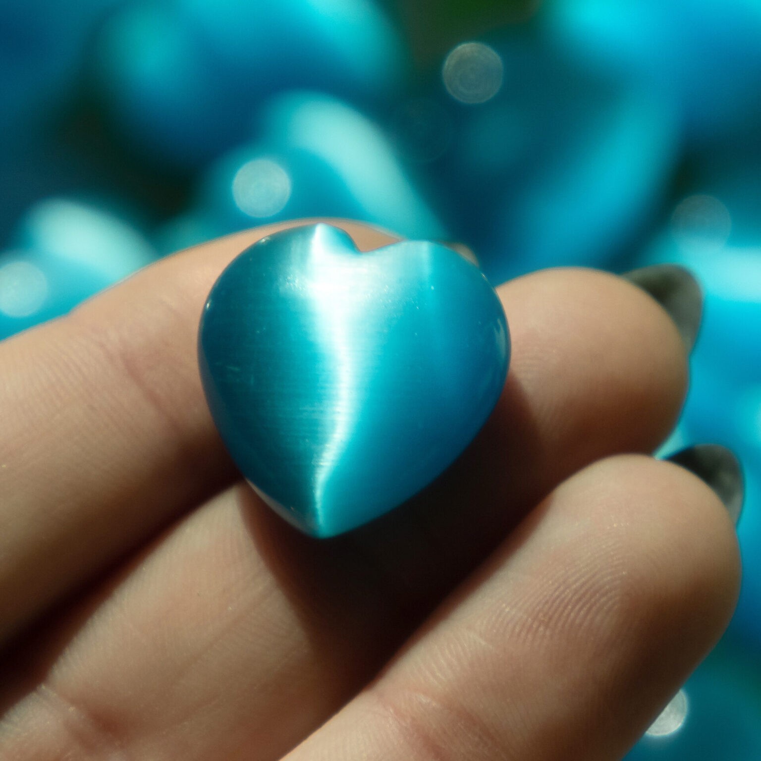 Light Blue Cat’s Eye Heart