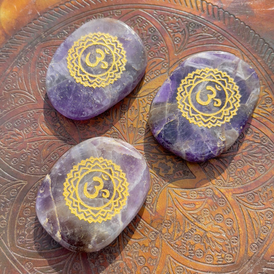 Sage Goddess Dream Amethyst Crown Chakra Palm Stone for intuition