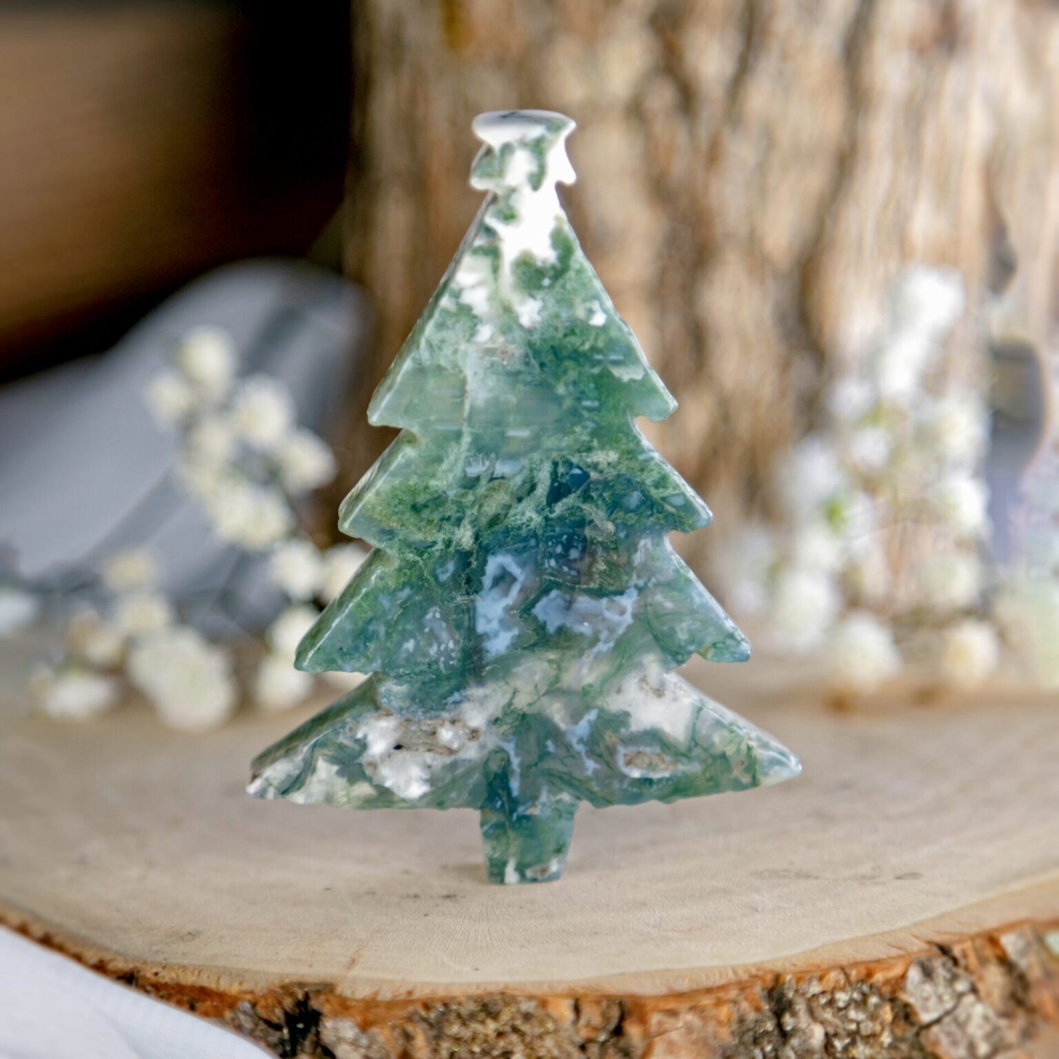 Home Shop Gems & Minerals Moss Agate Christmas Tree