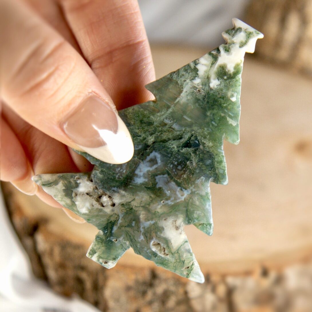 Home Shop Gems & Minerals Moss Agate Christmas Tree