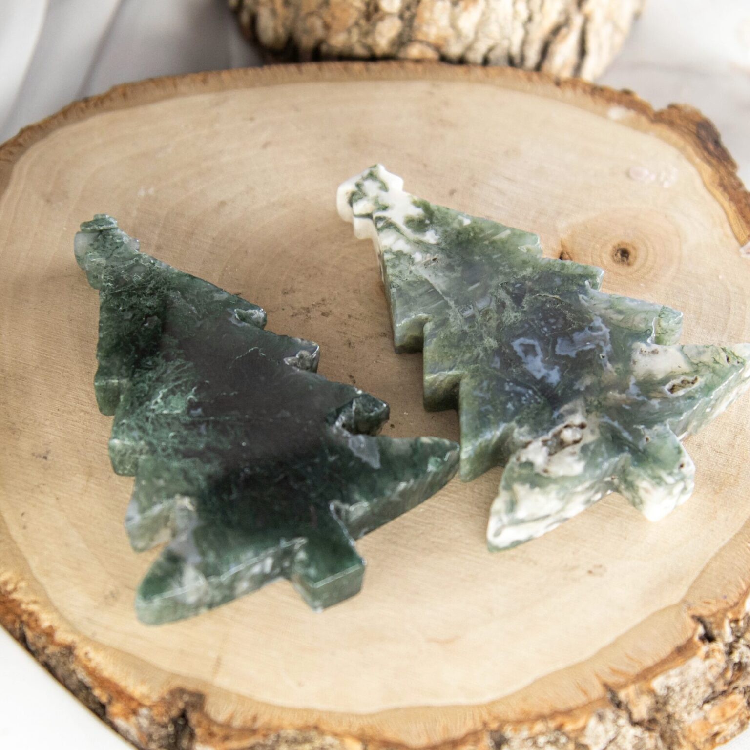 Moss Agate Christmas Tree