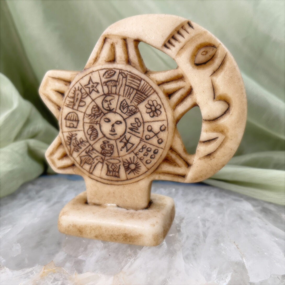 Sage Goddess Peruvian Hand-Carved Alabaster Sun and Moon