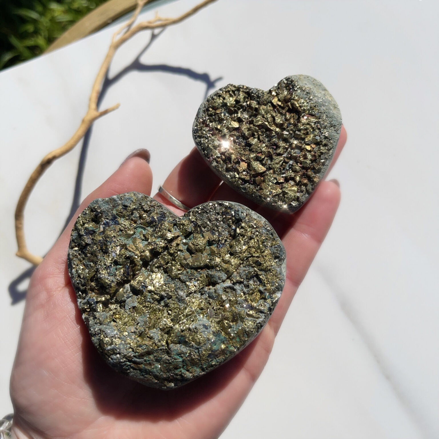 Home Shop Gems & Minerals Shine Your Light Rainbow Pyrite Druzy Heart