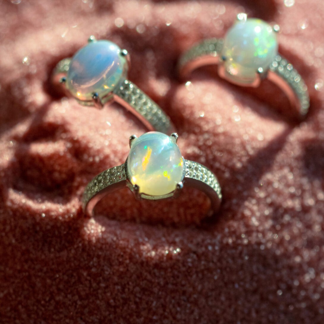 Sage Goddess Inspired Evolution Opal and White Topaz Ring for ...