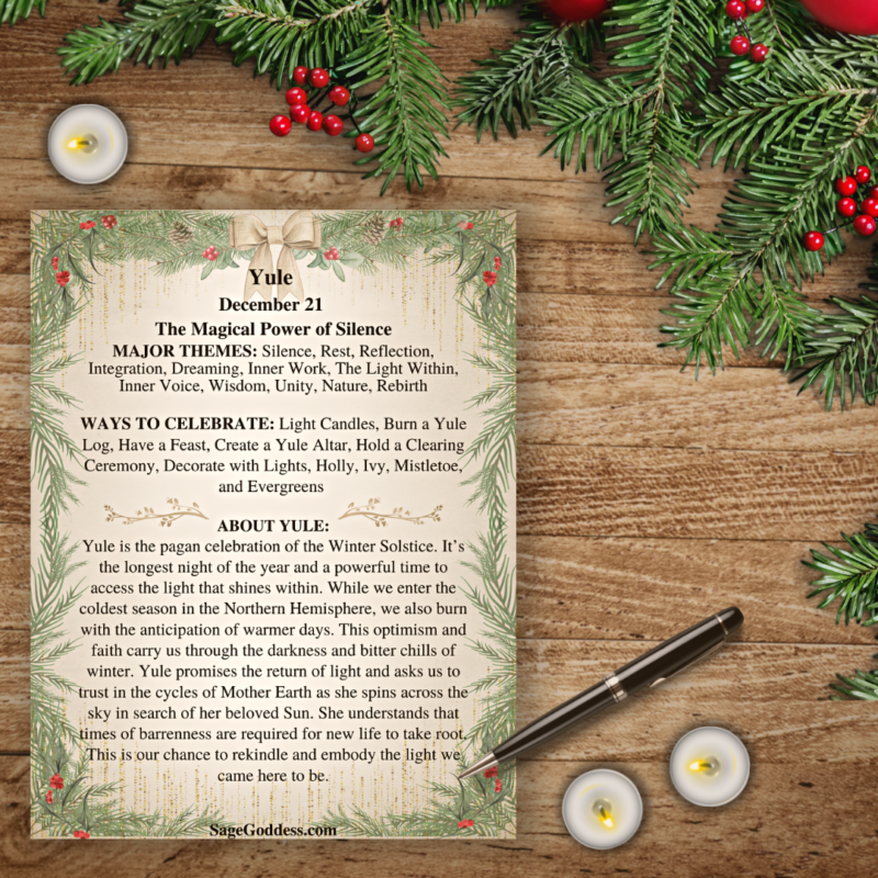 Free Downloadable Yule Worksheet