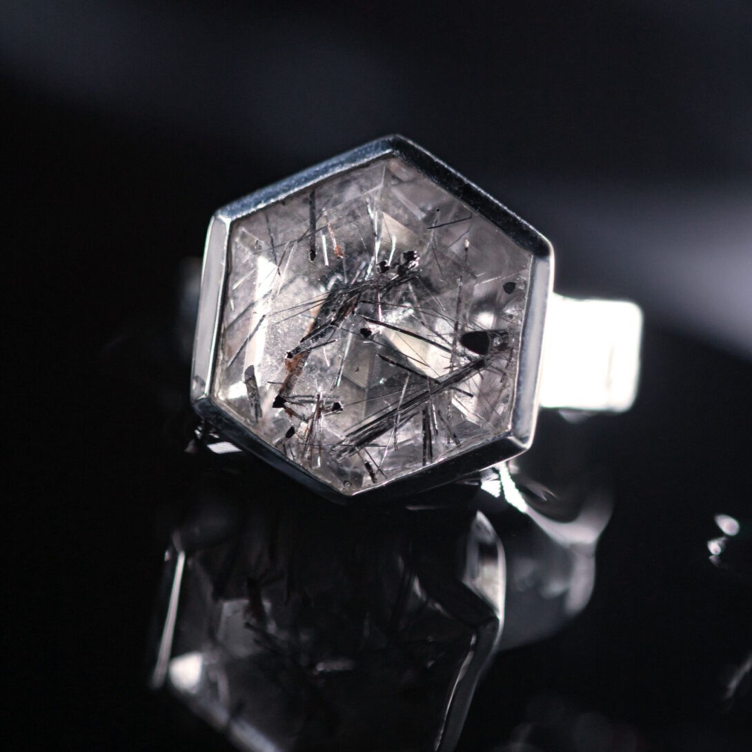 Sage Goddess Balanced Protection Black Tourmalinated Quartz Ring