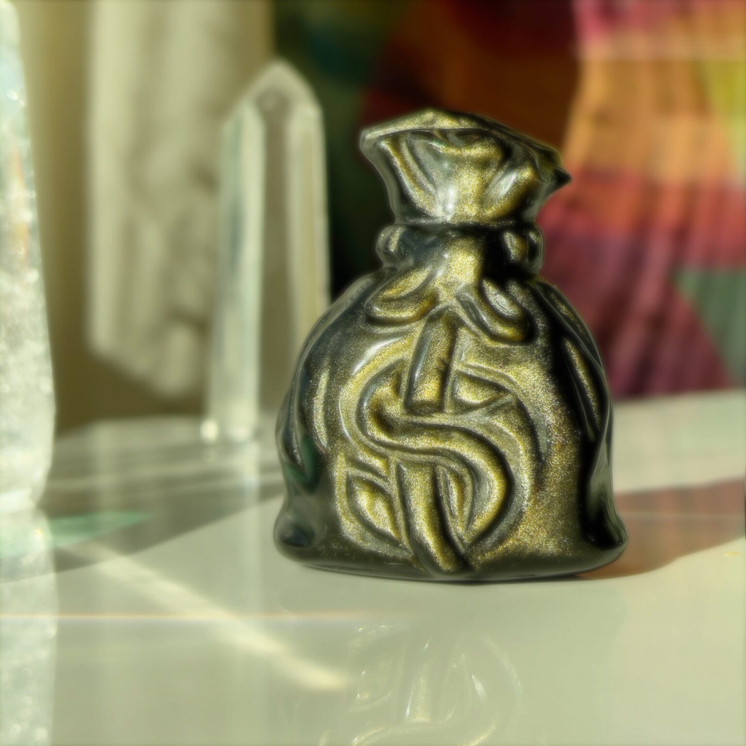 Sage Goddess Golden Sheen Obsidian Money Bag for pure prosperity
