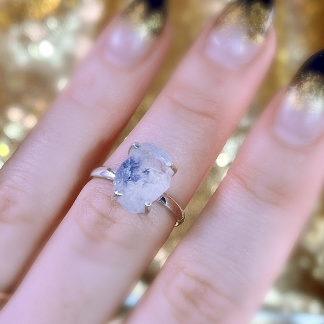 Sage Goddess Gemstone Sale: Natural Dumortierite in Quartz Adjustable Ring