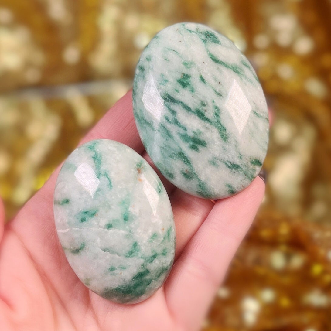 Gemstone Sale: Saussurite Palm Stone - Sage Goddess