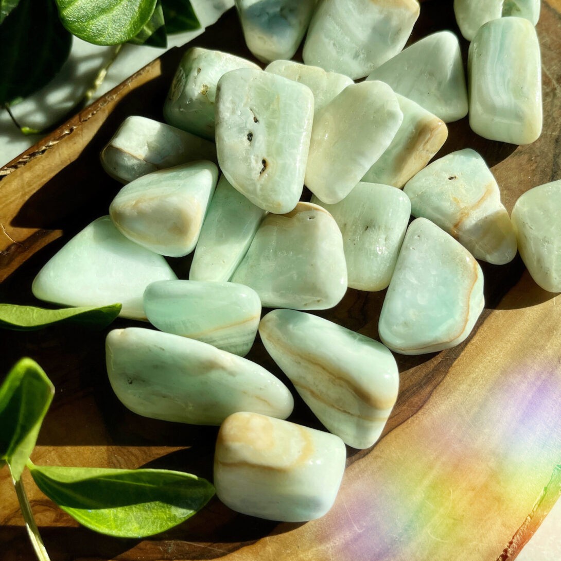 Sage Goddess Tumbled Caribbean Blue Calcite for harmony and flow