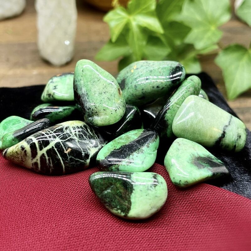 Sage Goddess Tumbled Grossularite Garnet with Chromite