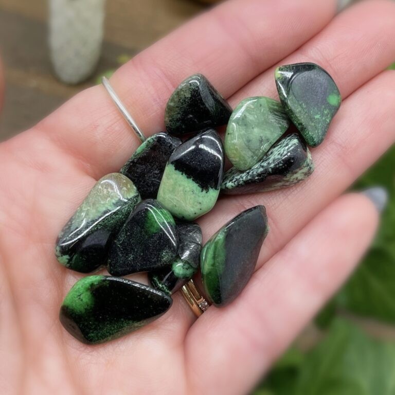 Sage Goddess Tumbled Grossularite Garnet with Chromite