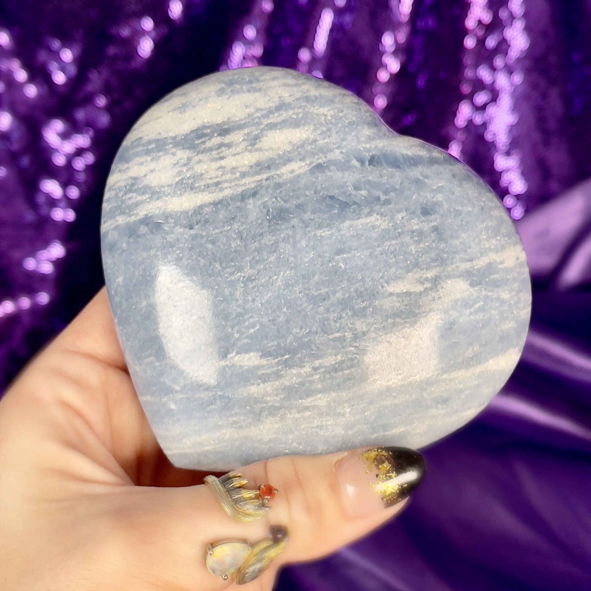 Sage Goddess Gemstone Sale: Blue Calcite Wisps Heart
