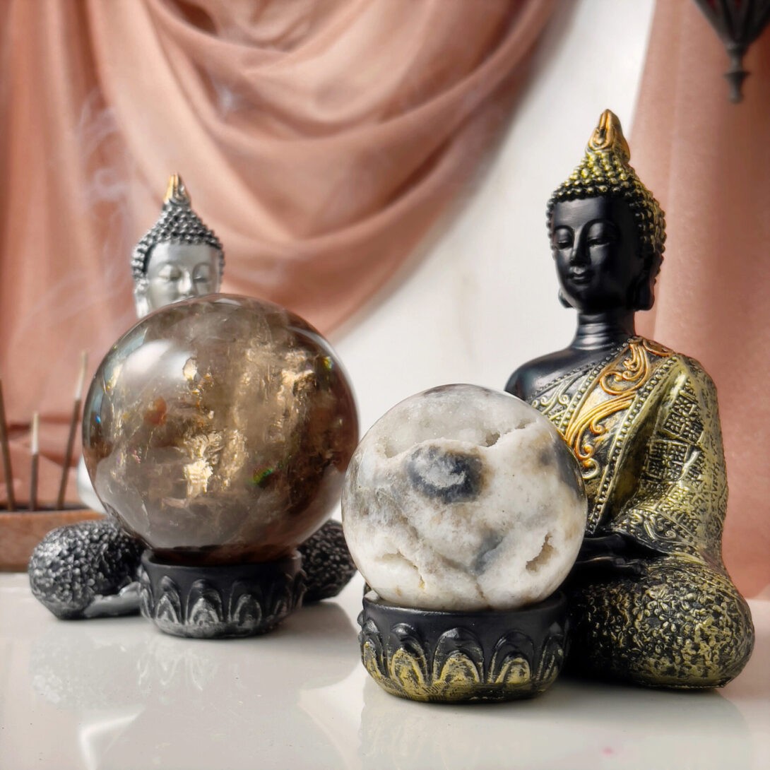 Enlightened Buddha Sphere Stand for mindfulness - Sage Goddess