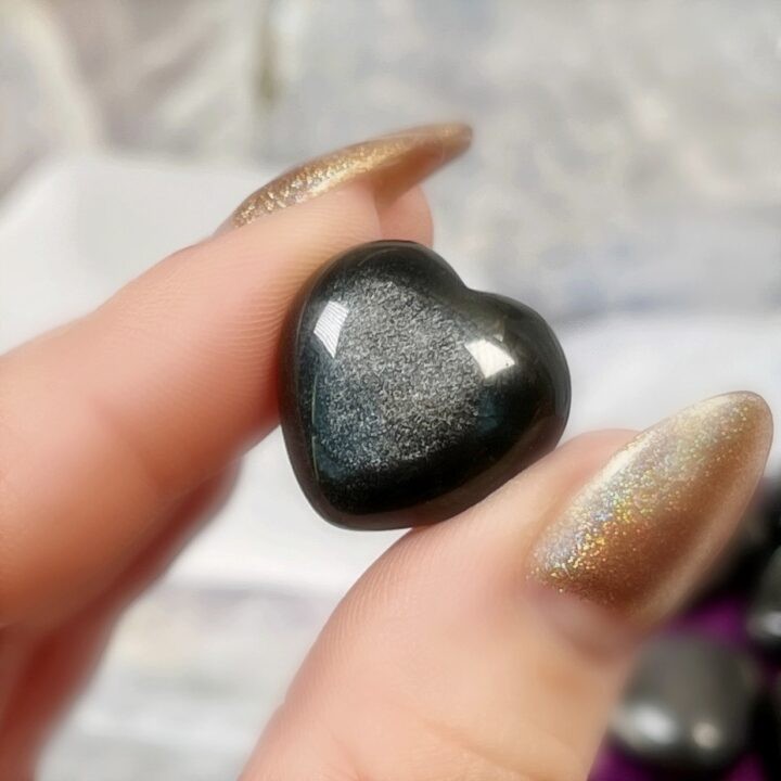 Sage Goddess Mini Silver Sheen Obsidian Heart for release