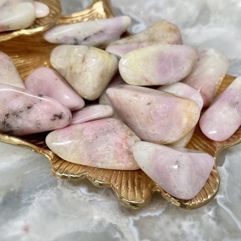 Sage Goddess Tumbled Pink Thulite for harmony, joy, and love