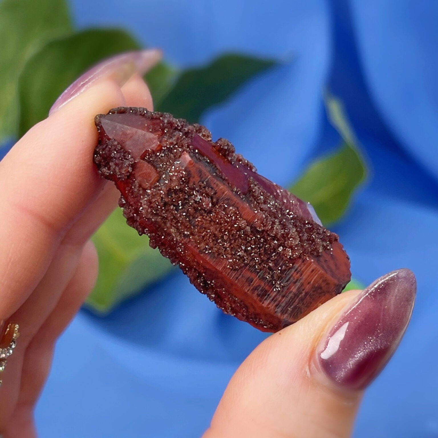 Sage Goddess Druzy Red Hematoid Quartz Point for strength