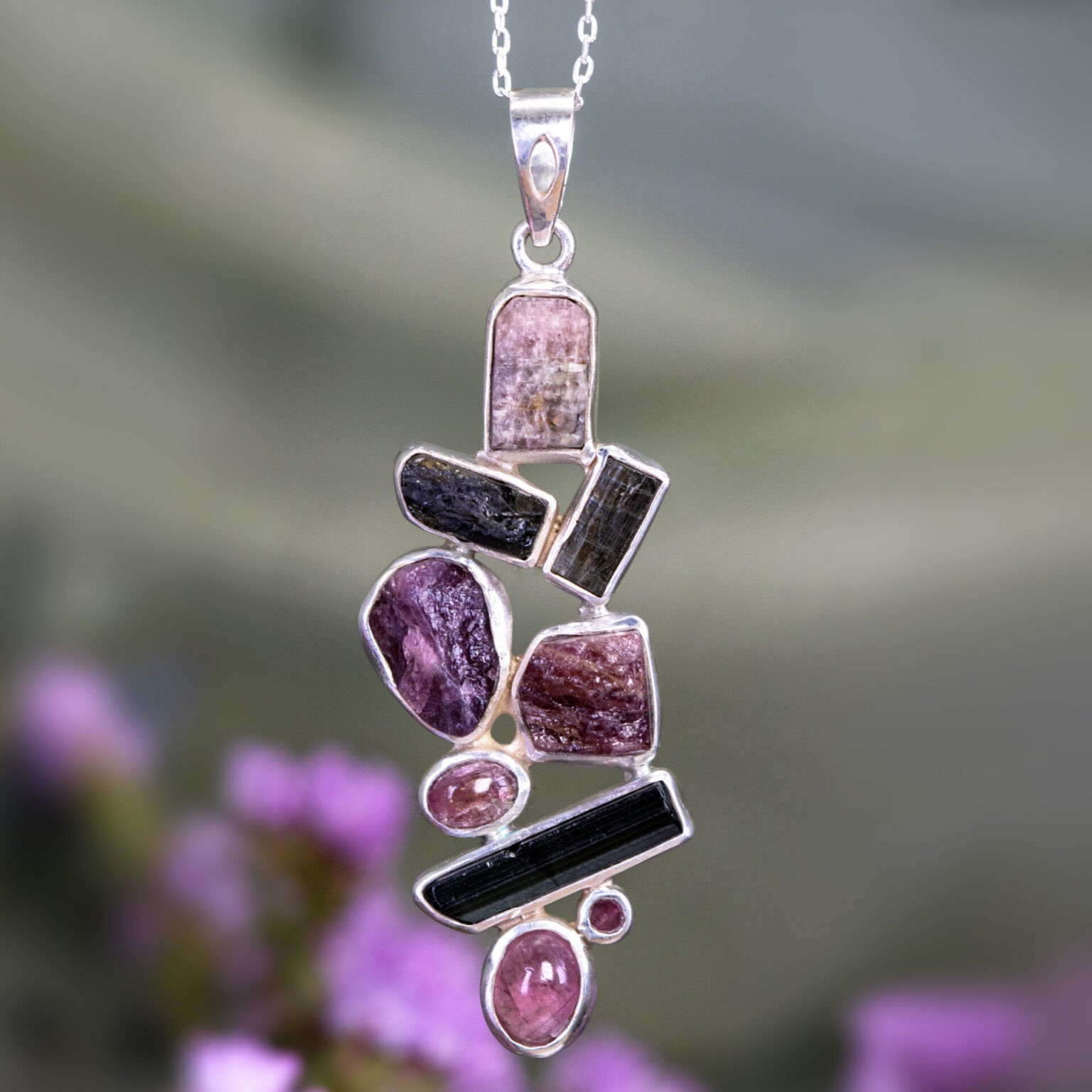 Juicy Watermelon Tourmaline Crystal Necklace - Sage Goddess