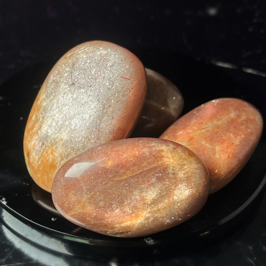 Home Shop Gems & Minerals Peach Moonstone with Sunstone Palm Stone